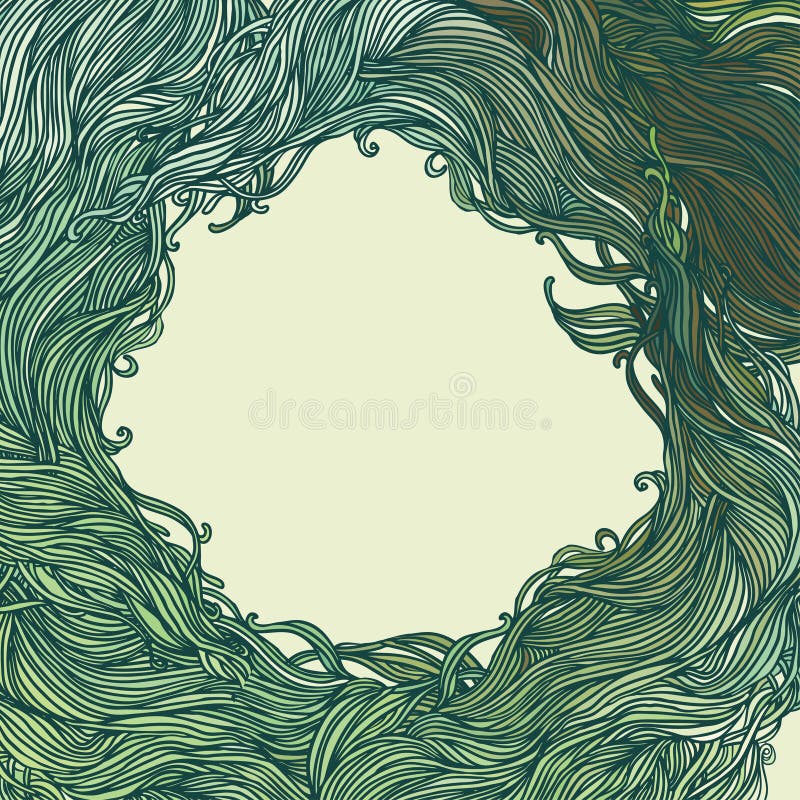 Vector Color Abstract Hand-drawn Hair Pattern Frame with Waves and ...