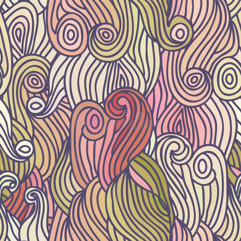 Vector Color Abstract Hand-drawn Hair Pattern Stock Vector ...