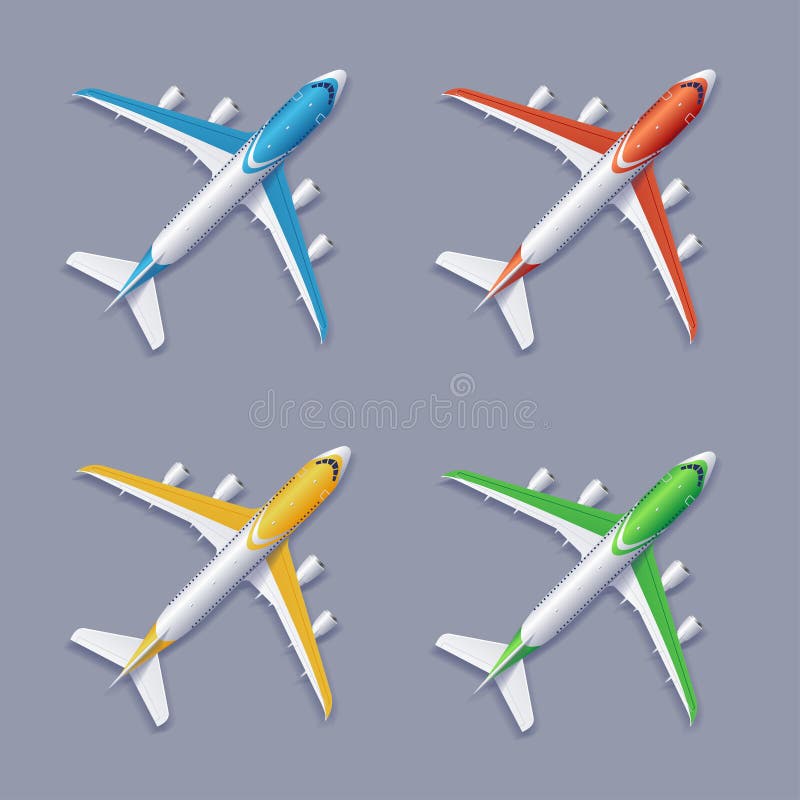 Vector Color Airplane Set stock vector. Illustration of flight - 55403192