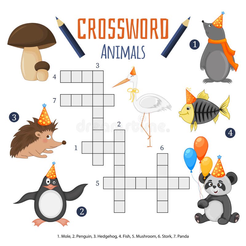 Vector Color Crossword, Education Game for Children about Animals Stock ... Vector Color Crossword, Education Game for Children about Animals Stock ...