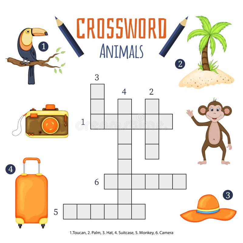 Vector Color Crossword, Education Game for Children about Animals Stock ... Vector Color Crossword, Education Game for Children about Animals Stock ...