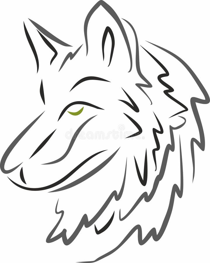Vector Color Dog Head. Line Drawing of a Muzzle of a Wolf Stock Vector ...