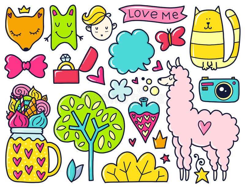 Vector color doodles stock vector. Illustration of color - 104846941