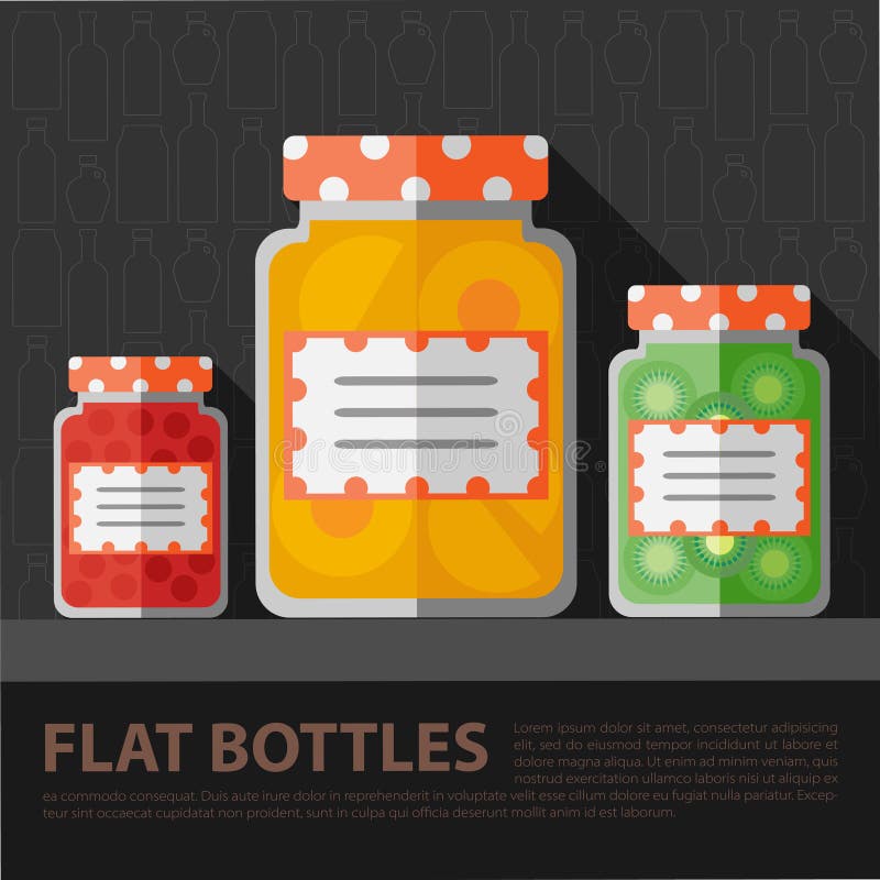 Vector Color Flat Homemade Jam Bottle Template Stock Vector ...