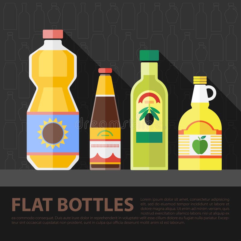 Vector Color Flat Kitchen Bottle Set Stock Vector - Illustration of ...