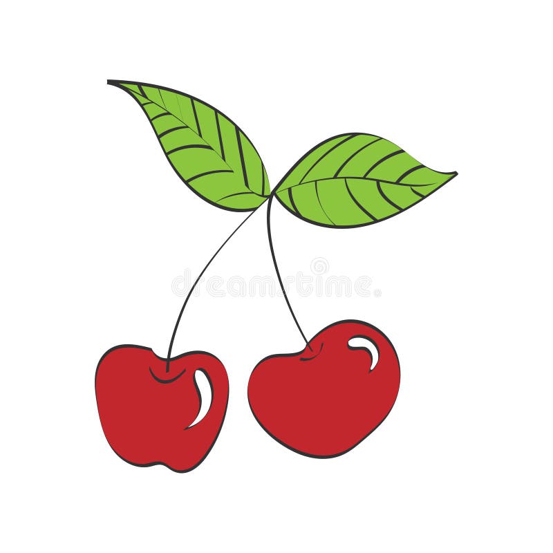 Vector Color Hand-drawn Cherry in the Doodle Style for Design and Theme ...
