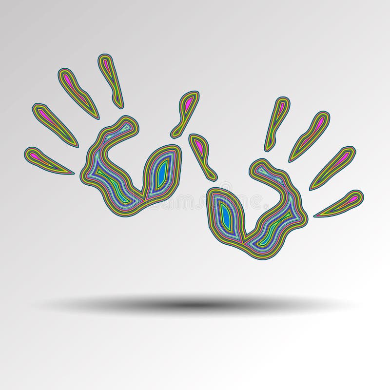 Vector Color Hand Handprint Human Print Symbol Stock Vector ...