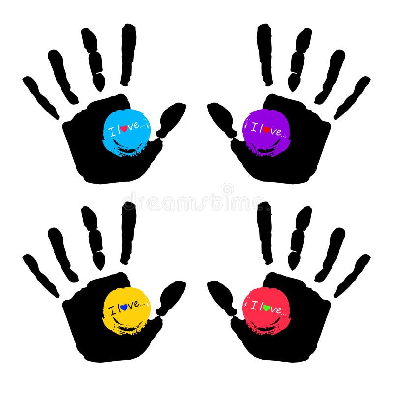 Vector Color Hand Handprint Human Print Symbol Stock Vector ...