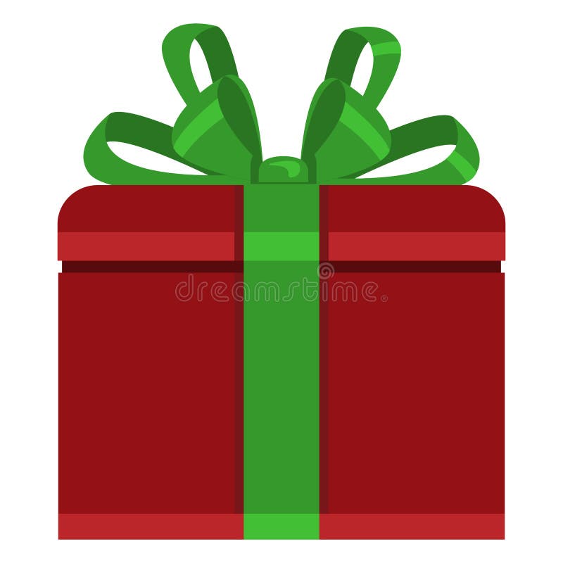 Vector Color Icon - Red Gift Box with Green Wrapping Ribbon Stock ...