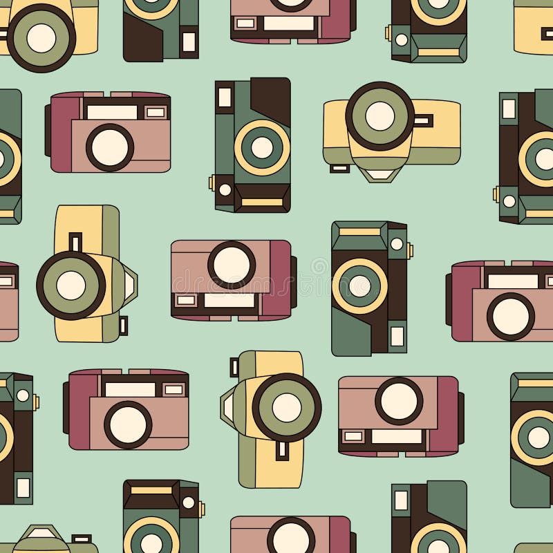 Vector Color Retro Seamless Photo Camera with Shutter Stock Vector ...