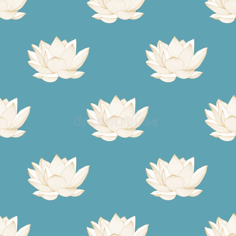 Vector Color Seamless Pattern of Lotus Flowers. Graphics. Stock Vector ...