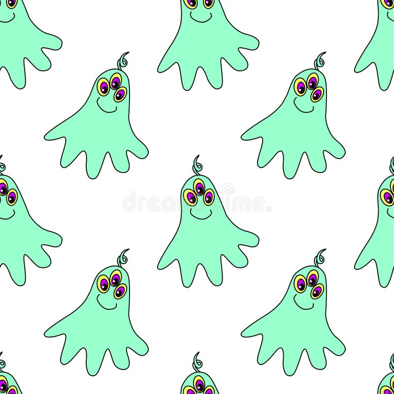 Vector Color Seamless Repeating Childish Pattern with Cute Monsters ...