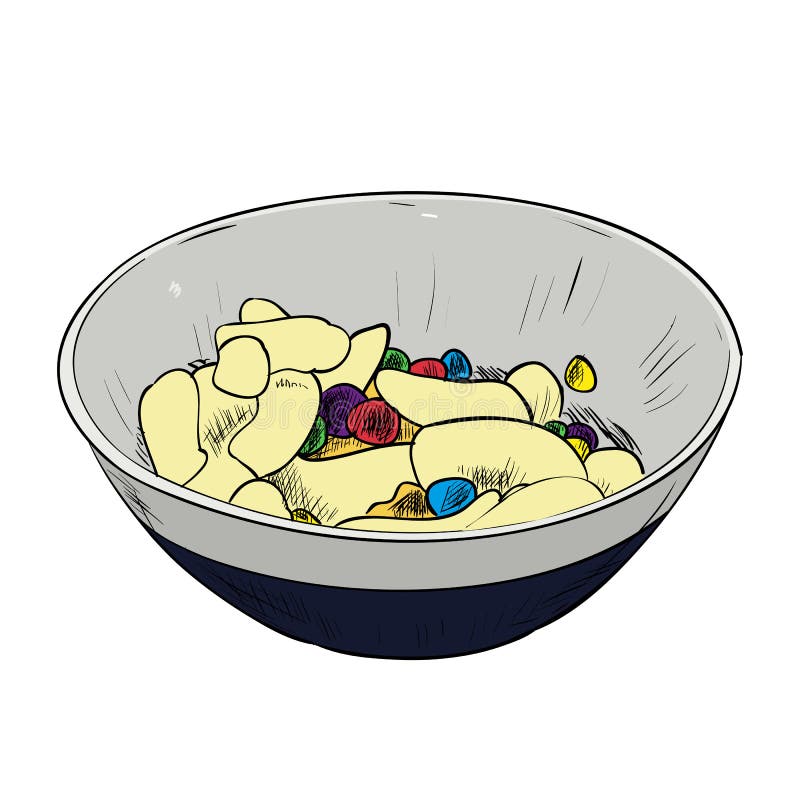 Vector Color Sketch of Dish with Food Stock Vector - Illustration of ...