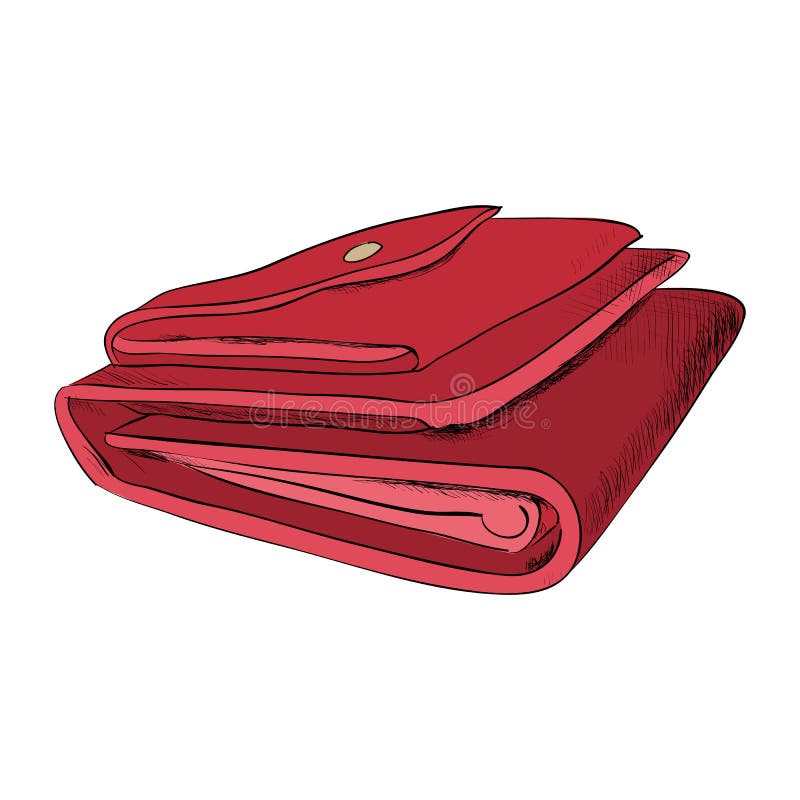 Vector Color Sketch of Wallet. Stock Vector - Illustration of debit ...