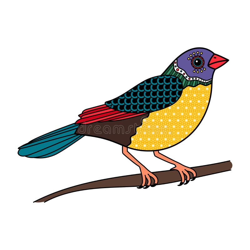 Vector Colored Bird with Floral Pattern Stock Vector - Illustration of ...