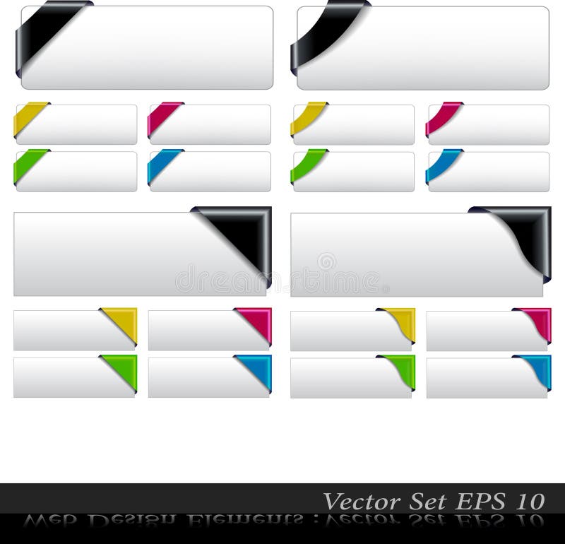 Ribbon Corner Colorful Labels Set Stock Illustration - Illustration of ...