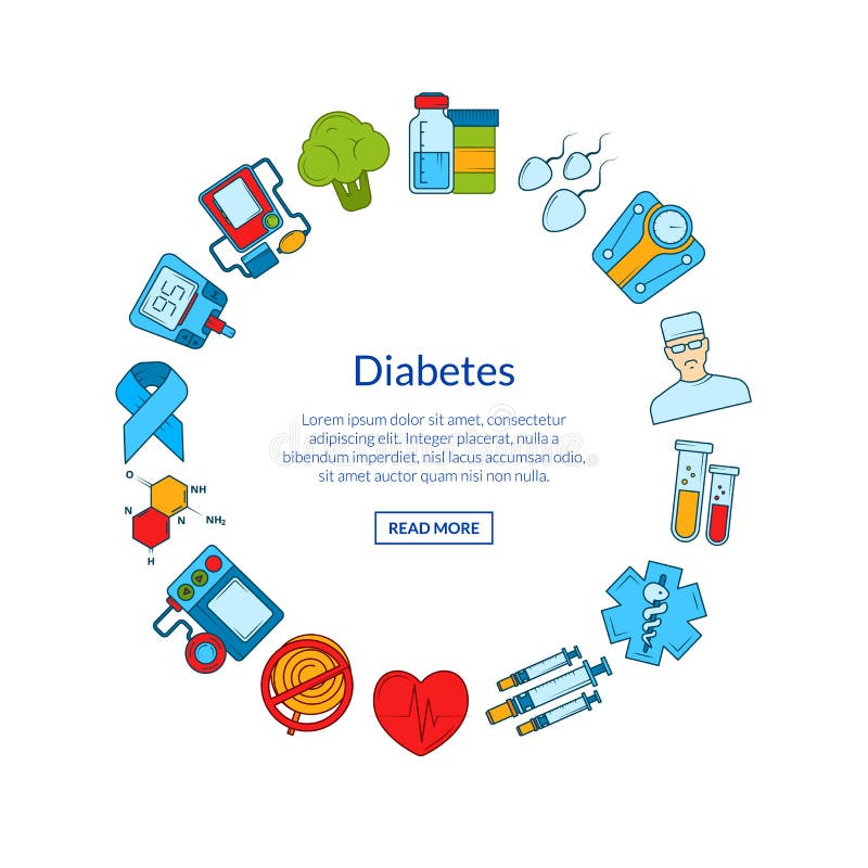 Vector Colored Diabetes Icons in Circle Shape Stock Vector ...