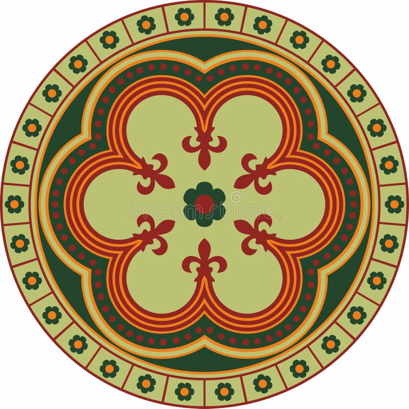 Vector Colored Gothic Ornament. Medieval European Art Stock Vector ...