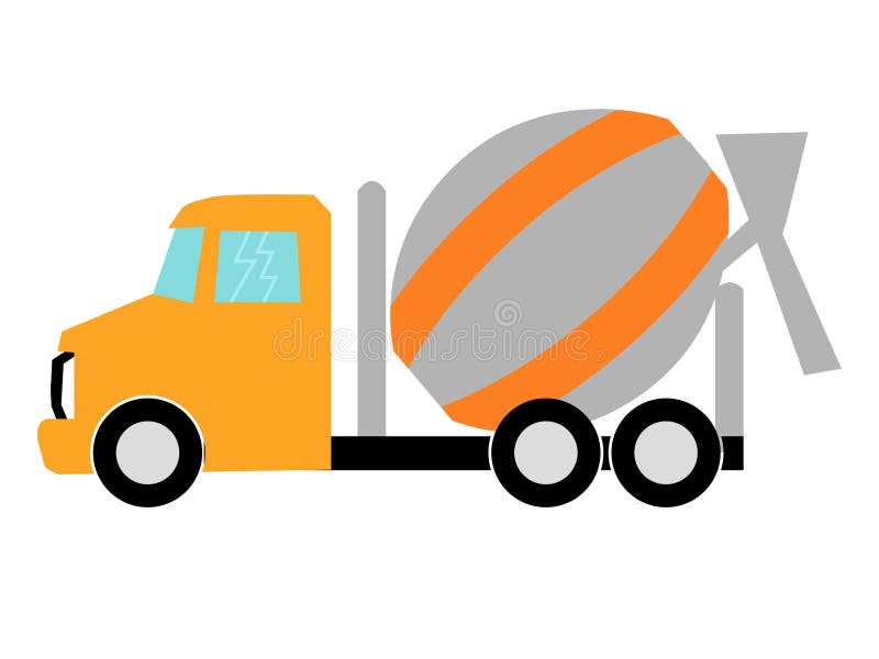 Vector, Colored Illustration of Concrete Mixer Car Stock Illustration ...