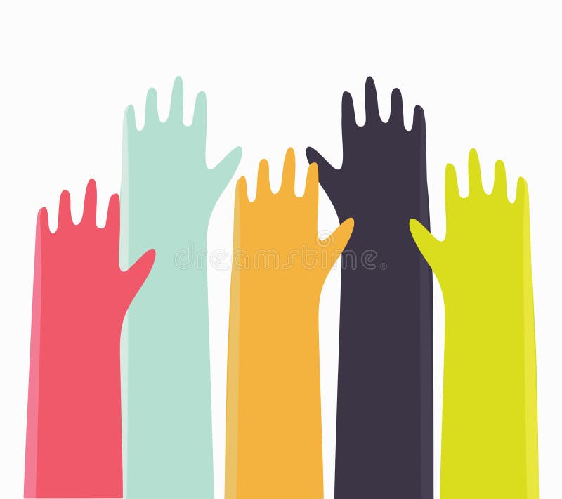 Vector Colored Raised Hands Presentation Stock Illustration ...