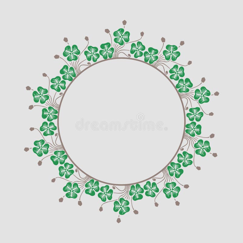 Vector Colored Retro Frame with Clover Leaf Stock Illustration ...