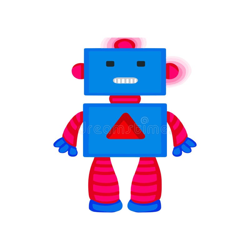 Vector Colored Robot in Cartoon Style. Isolated Vector Robot in a White ...