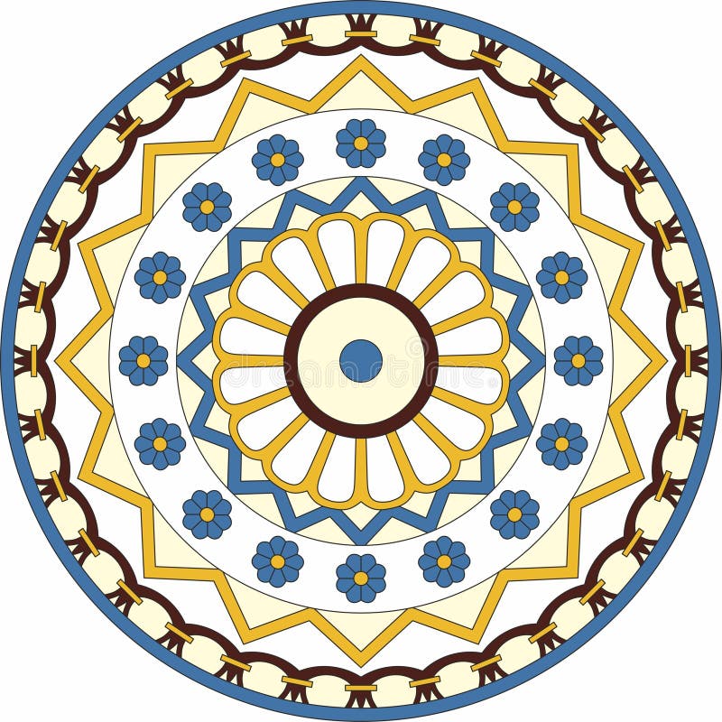 Vector Colored Round Ancient Persian Ornament. Stock Illustration ...