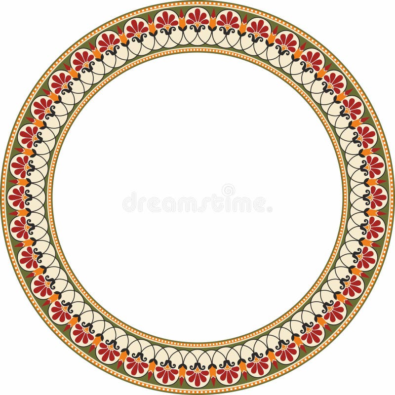 Vector Colored Round Classical Greek Meander Ornament. Stock Vector ...