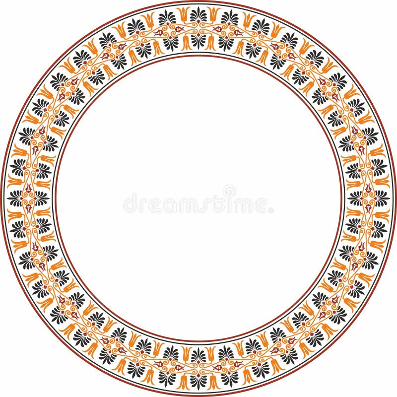 Vector Colored Round Ornament Ring of Ancient Greece. Stock Vector ...