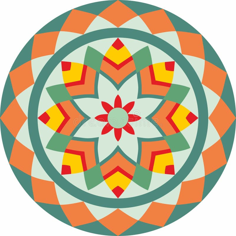 Vector Colored Round Pattern Mosaic Circle, Geometric Ornament. Stock ...