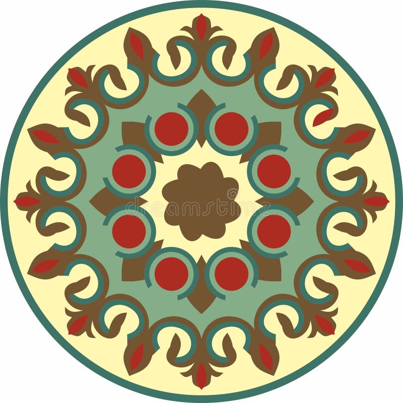 Vector Colored Round Turkish Ornament. Stock Vector - Illustration of ...