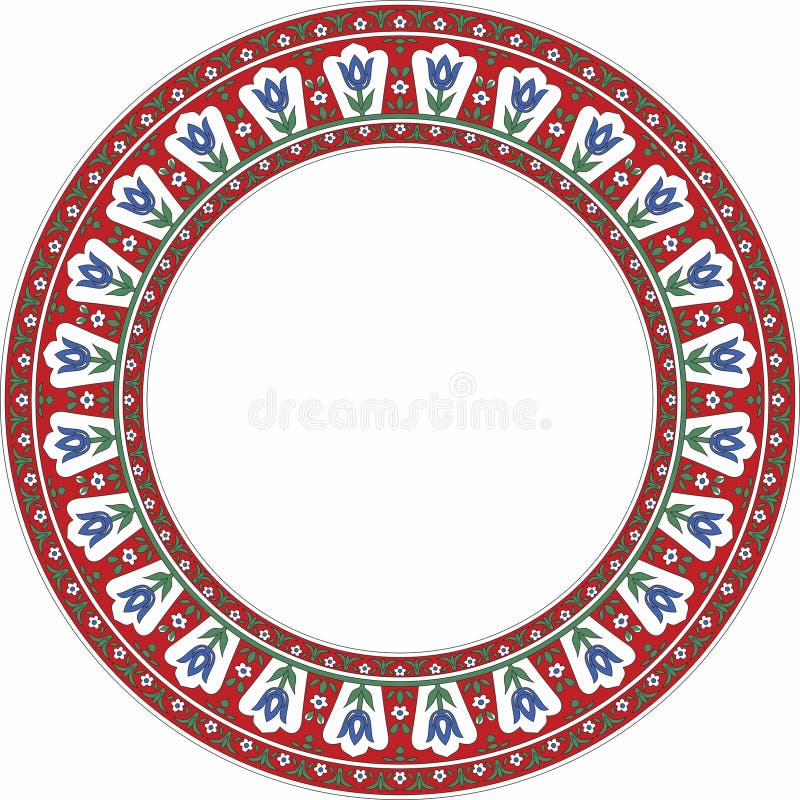 Vector Colored Round Turkish Ornament. Ottoman Circle, Ring, Frame ...