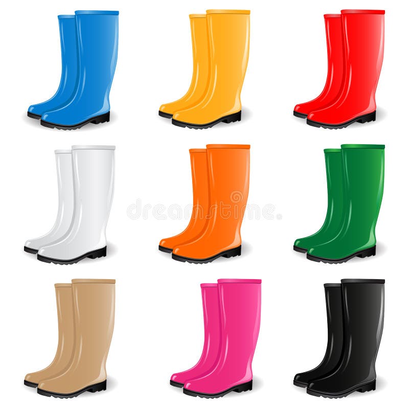 Vector Colored Rubber Boots Stock Vector - Illustration of vector ...