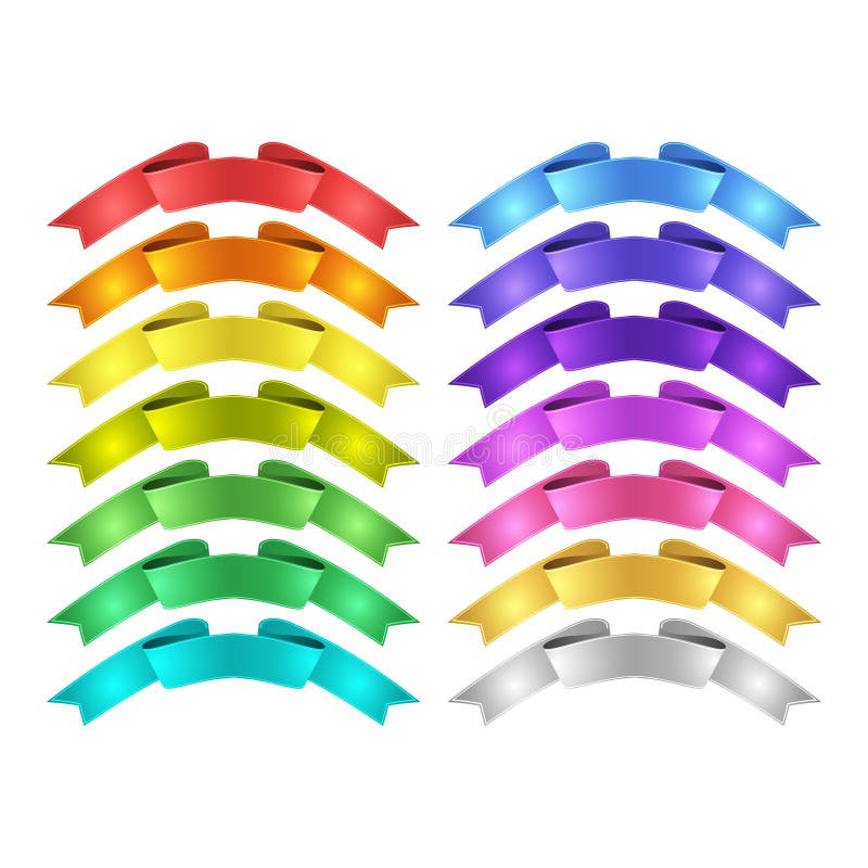 Vector Colored Satin Ribbons Set Stock Illustration - Illustration of ...