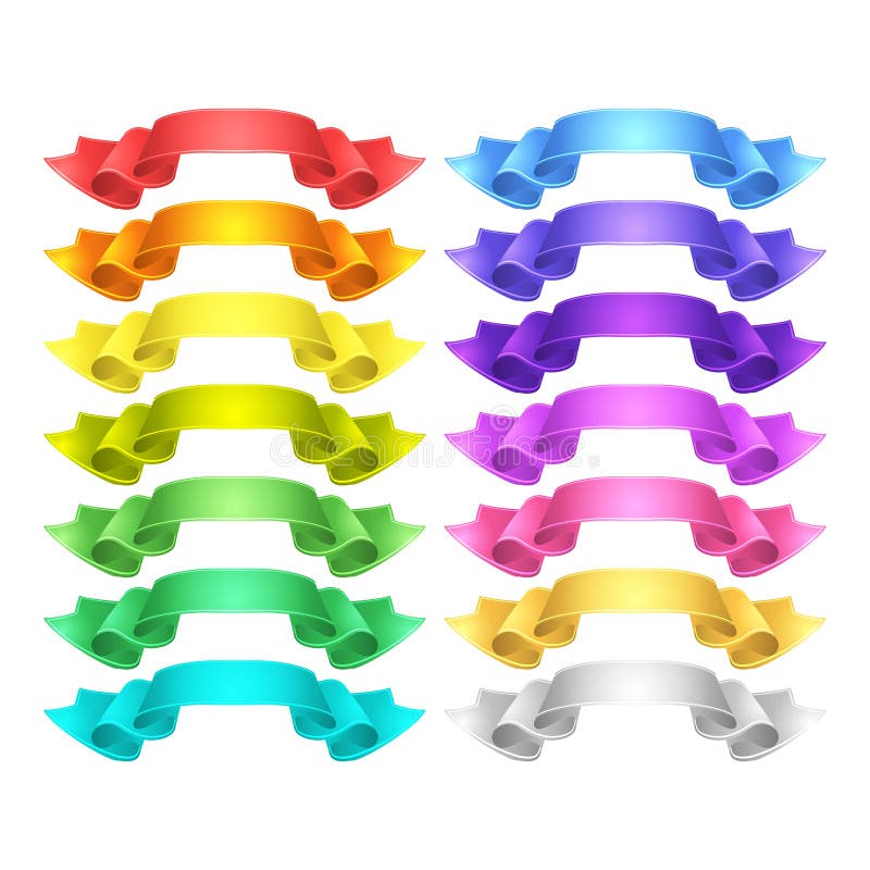 Vector Colored Satin Ribbons Set Stock Illustration - Illustration of ...