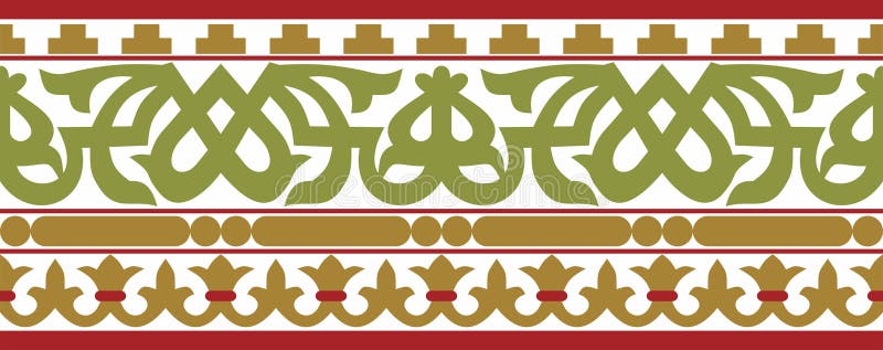 Vector Colored Seamless Classical Byzantine Ornament. Endless Border ...
