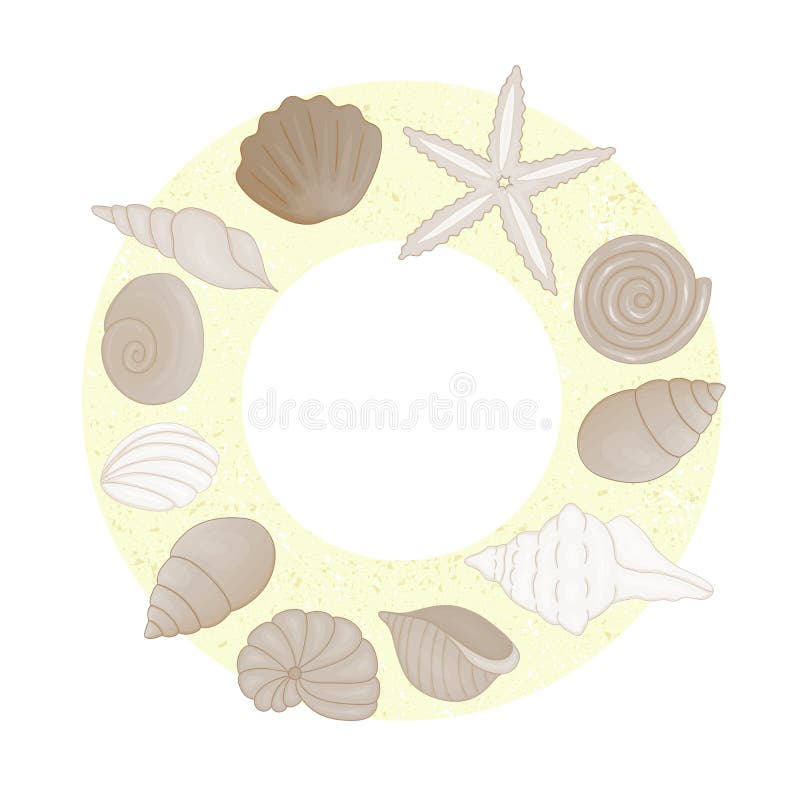 Circle of Sea Shells Pen and Ink Drawing Stock Illustration ...
