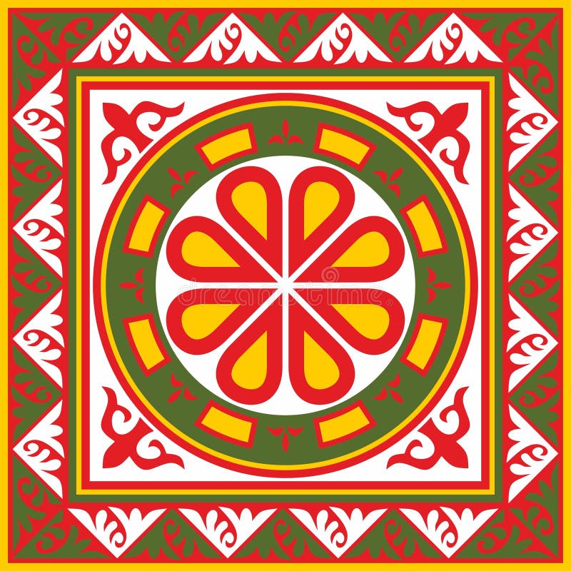 Vector Colored Square Classic Byzantine Ornament. Stock Illustration ...