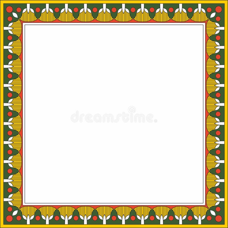Vector Colored Square Egyptian Ornament. Stock Vector - Illustration of ...