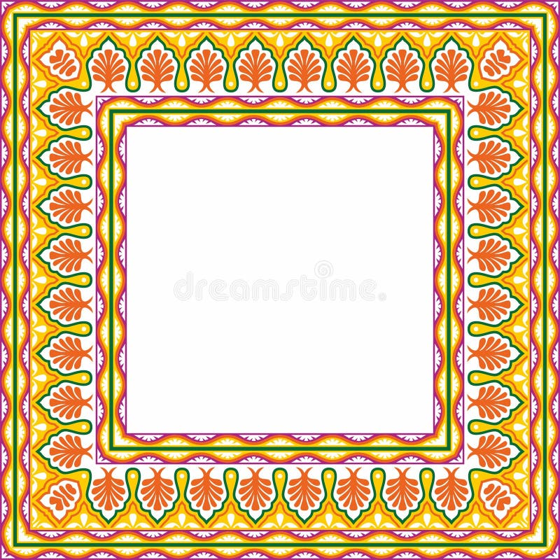 Vector Colored Square National Indian Ornament. Stock Vector ...