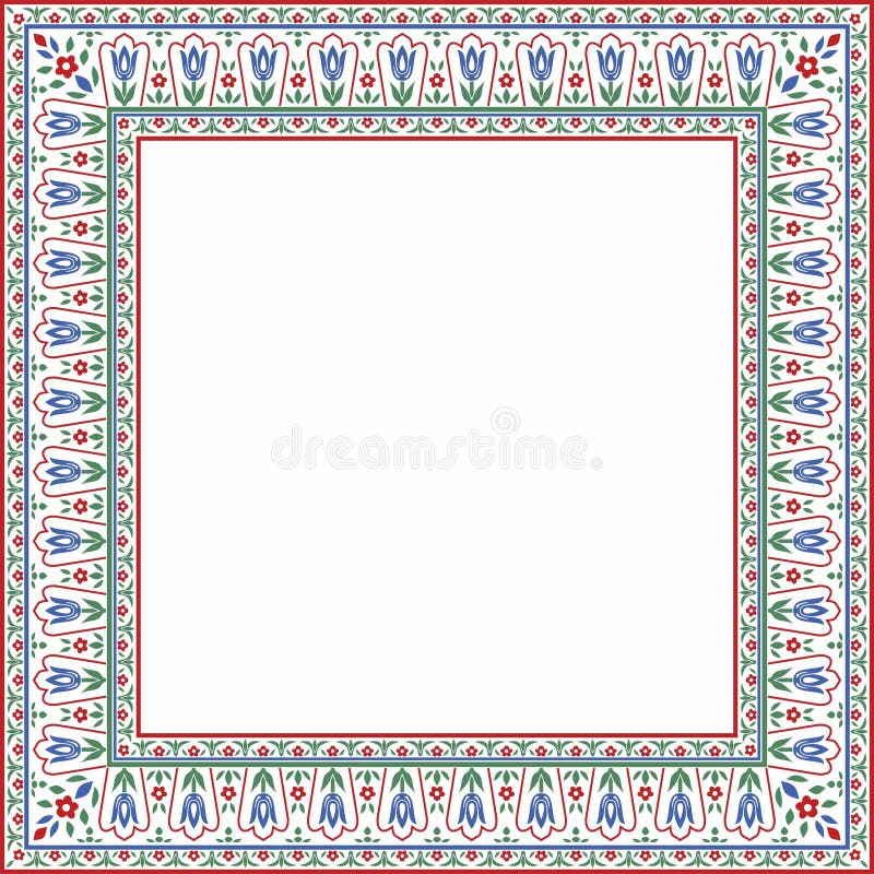 Vector Colored Square Turkish Ornament. Stock Vector - Illustration of ...
