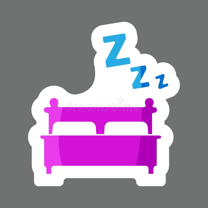 Vector Colored Sticker Bed, Night Dream and Rest. Vector Bed Icon Stock ...