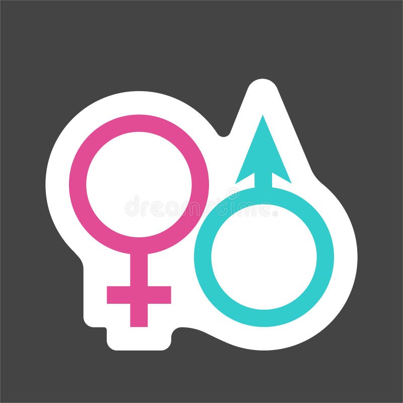 Vector Colored Sticker Of Gender Symbol Icon Man And Woman Stock
