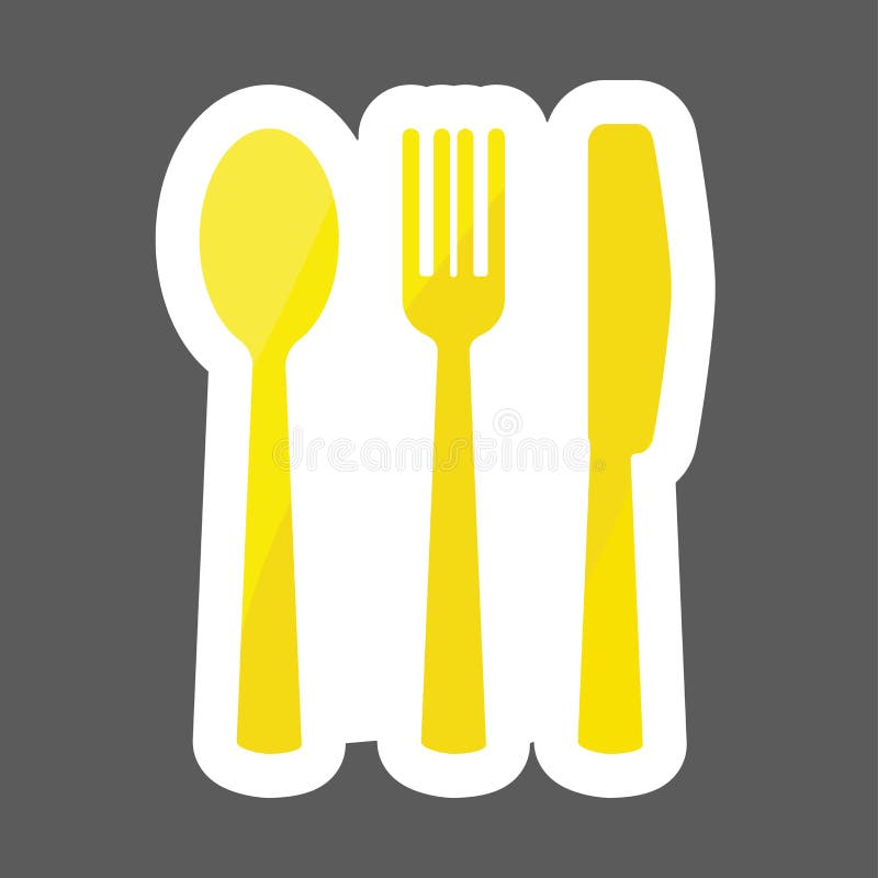 Vector Colored Sticker Icon Knife, Fork, Spoon. Cutlery Stock Vector ...