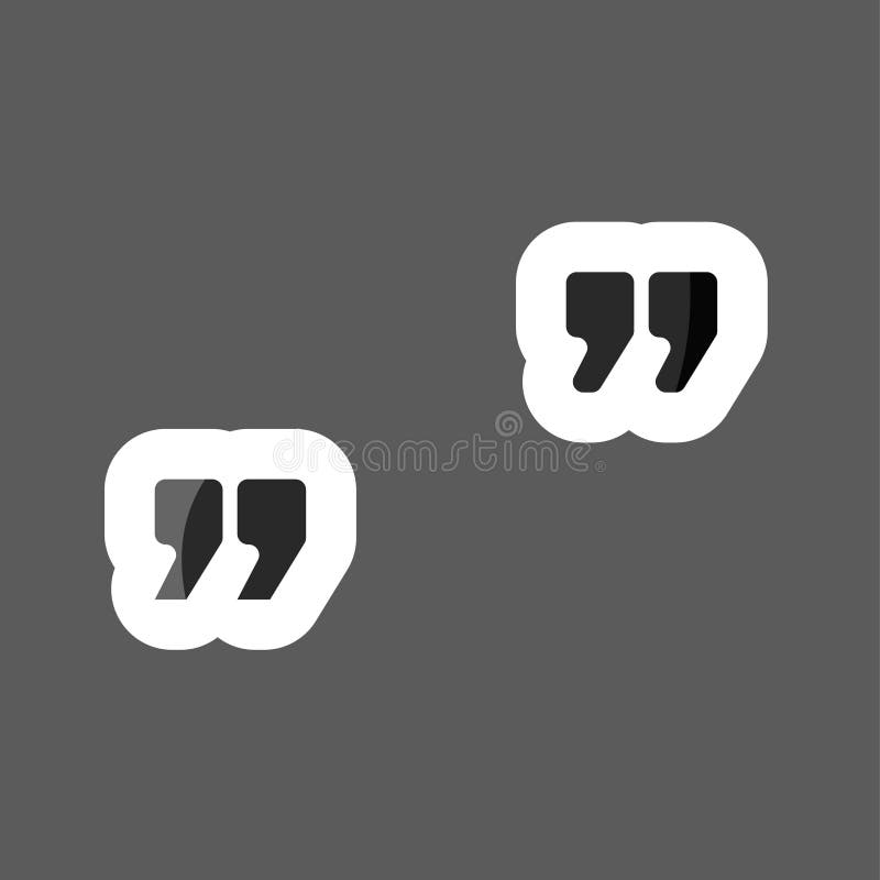 Vector Colored Sticker Image of Quotes. White Vector Icon Stock Vector ...