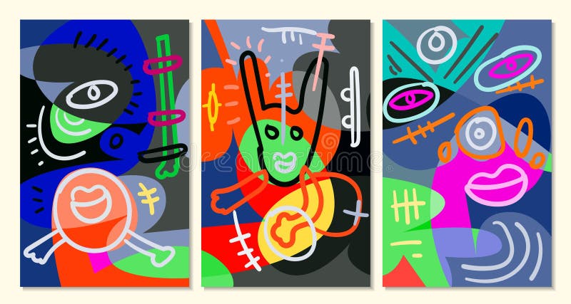 Vector Colorful Abstract Pop Art Face and Mask Background for Summer ...