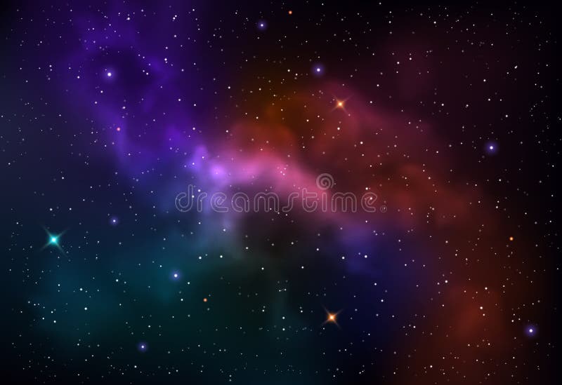Vector Colorful Abstract Universe Backgroud with Galaxies and Glowing ...