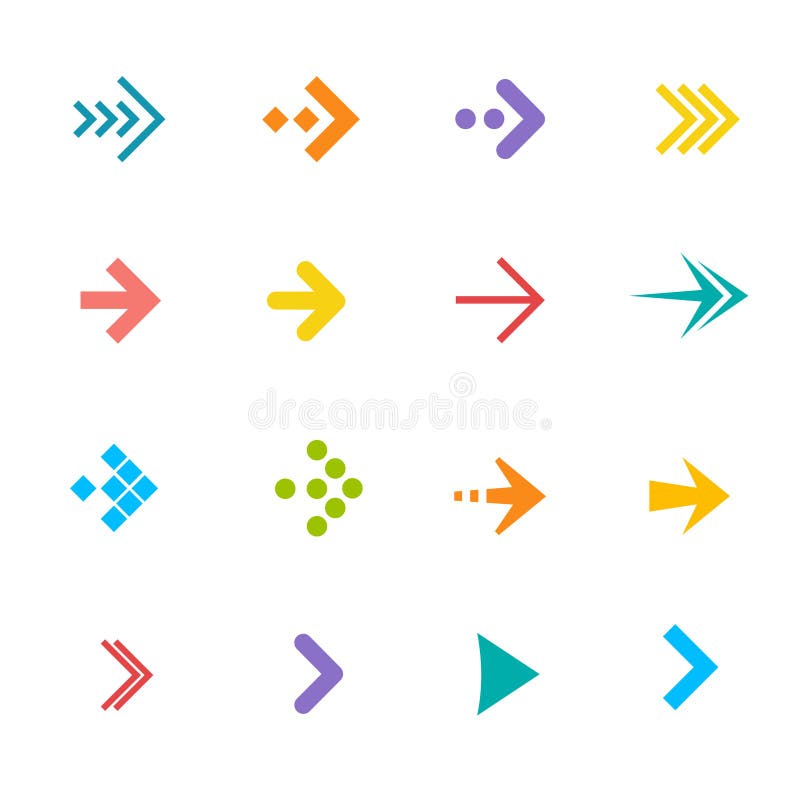 Vector Colorful Arrows Set. Flat Design Stock Vector - Illustration of ...