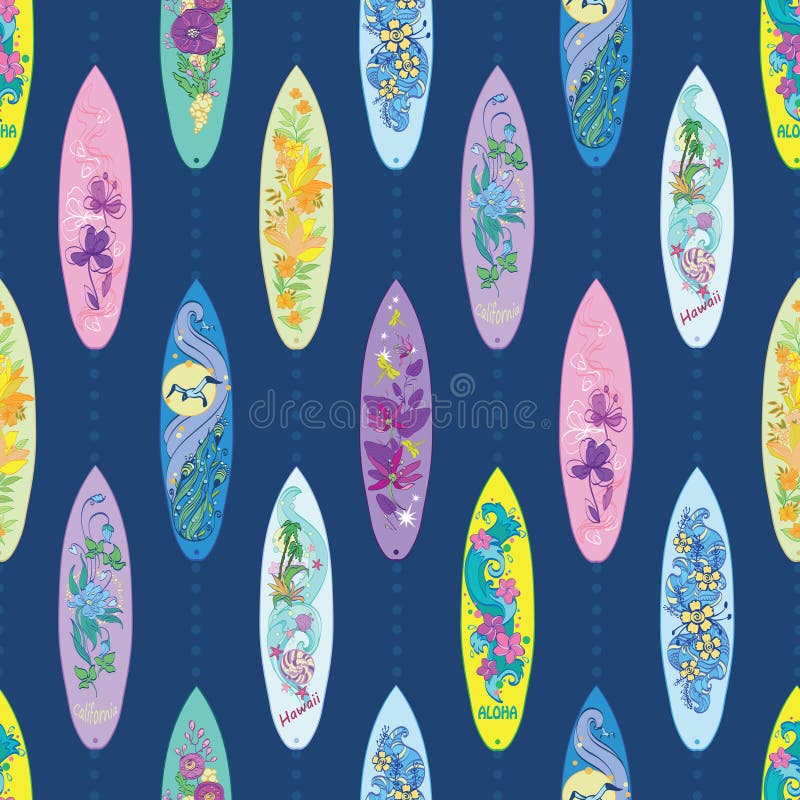 Vector Colorful Artistic Surf Boards Seamless Stock Vector ...