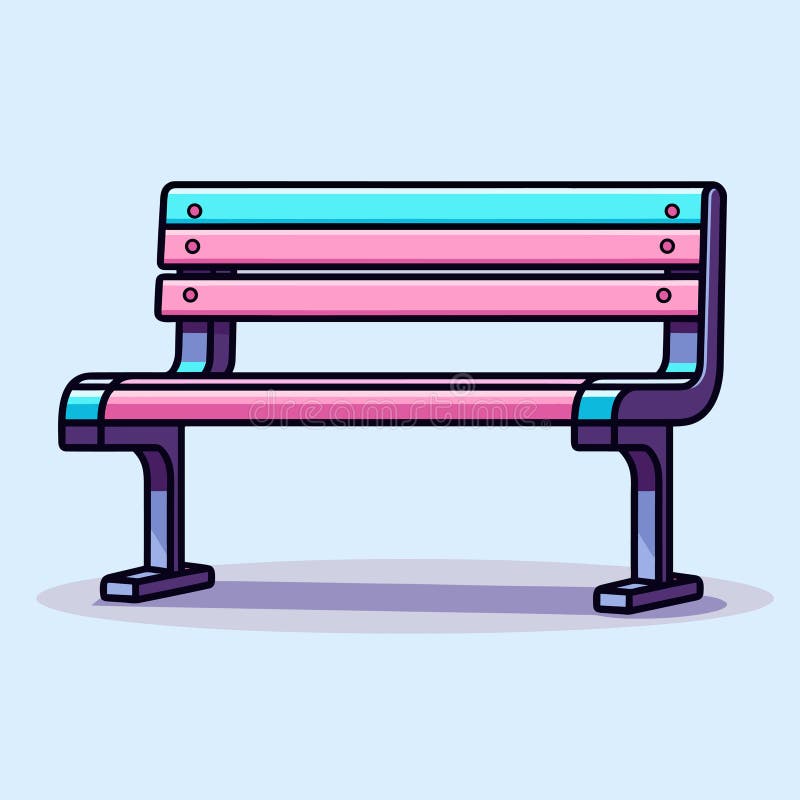 Vector of a Colorful Bench Sitting on a Vibrant Blue Ground Stock ...